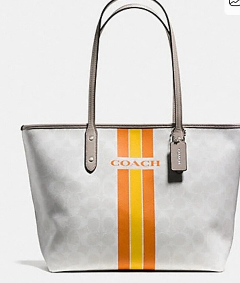Coach | Bags | Coach Varsity Stripe City Zip Tote Bag | Poshmark